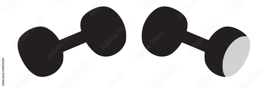 Dumbbell icons set in outlined and filled flat style. Gym heavy strength training dumbbell line ...