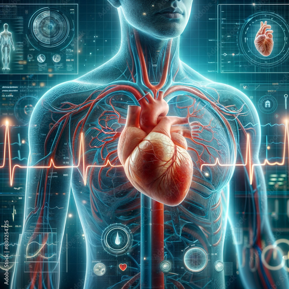 human heart on ecg medical background. 3d render. World Blood Donor Day ...