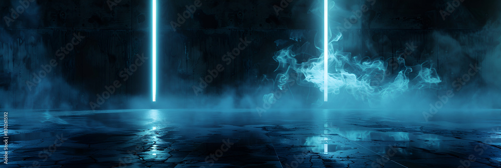 Concrete black fog neon dark asphalt cool smo, Wet asphalt and rays ...