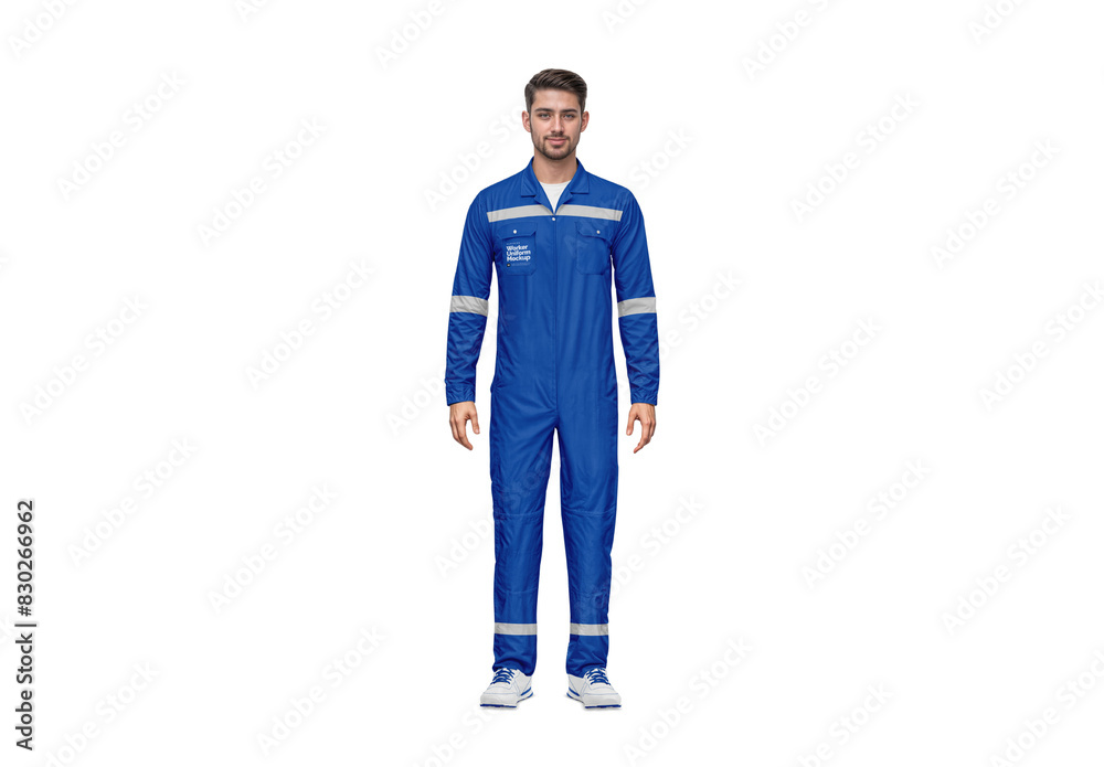 Man with Worker Uniform Mockup Stock Template | Adobe Stock