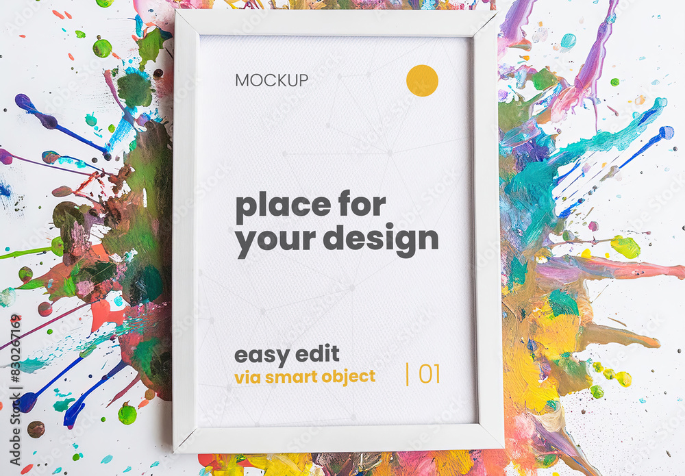 Colorful Paint Splash Poster Frame Mockup Illustrated 05 Generative Ai ...