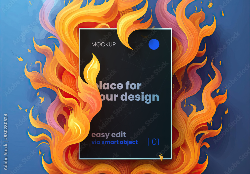 Detailed Illustrated Fire and Smoke Poster Frame Mockup 03 Generative ...