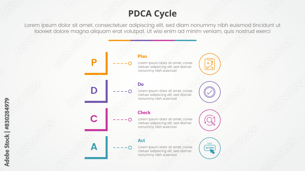 PDCA plan do check act framework infographic concept for slide ...