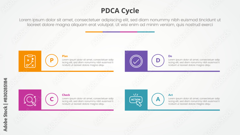 PDCA plan do check act framework infographic concept for slide ...