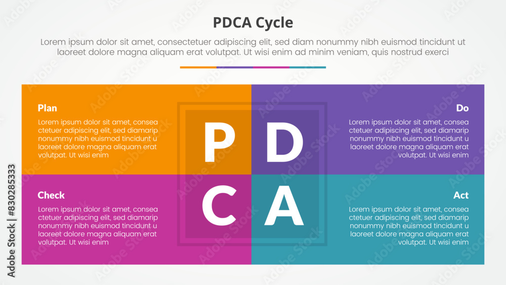 PDCA plan do check act framework infographic concept for slide ...