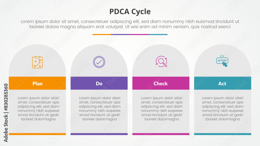 PDCA plan do check act framework infographic concept for slide ...