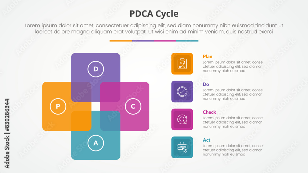 PDCA plan do check act framework infographic concept for slide ...