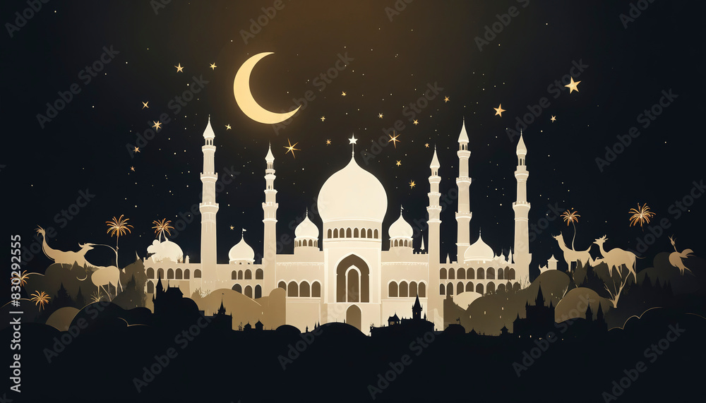 Image of an Islamic mosque or palace. Religion and culture. 2d image ...