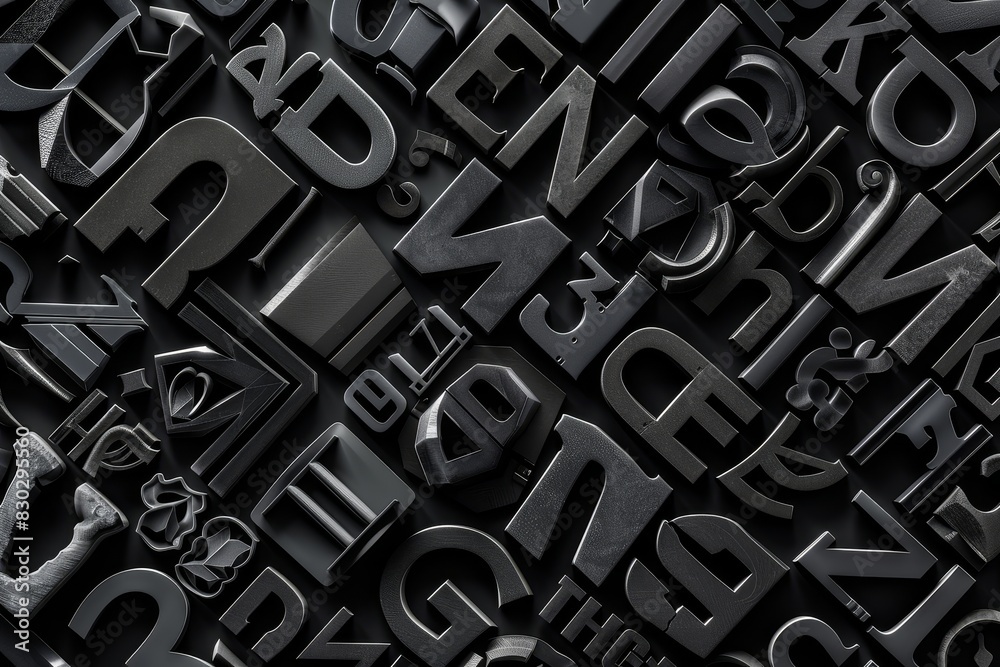 Typographic Tapestry: Bold 3D Letters and Symbols in a Dynamic Array ...