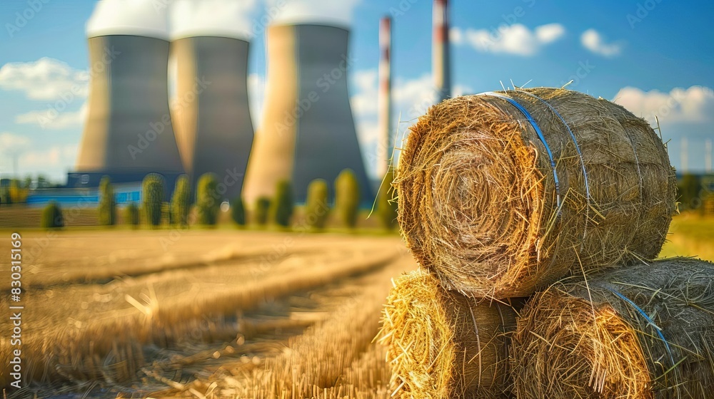 straw bales stacked in front of niederaussem power station renewable ...