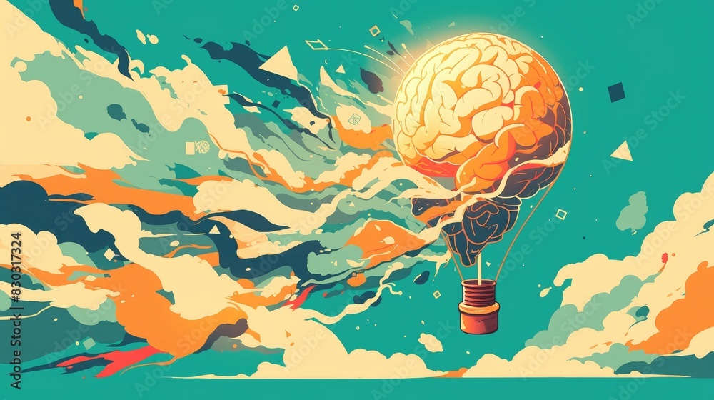 Let your creativity soar as you envision a brain inside a hot air ...
