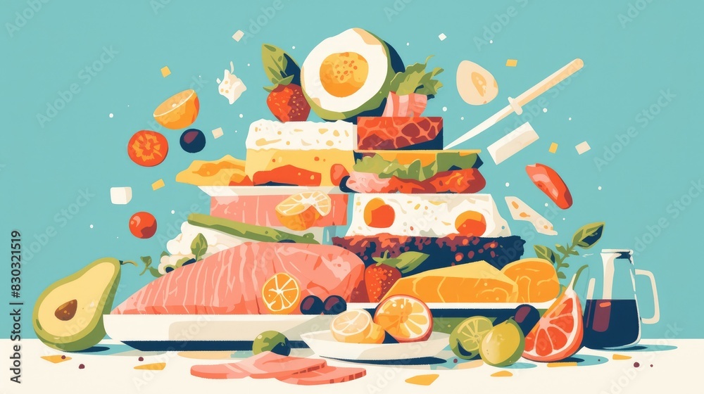 Illustration showcasing a ketogenic diet food pyramid for easy ...