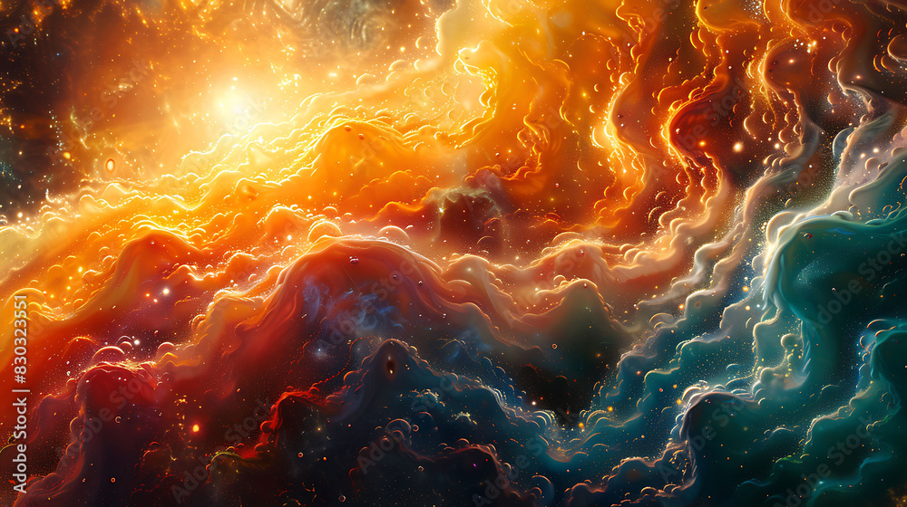 Abstract art representing biogenesis versus abiogenesis theories ...