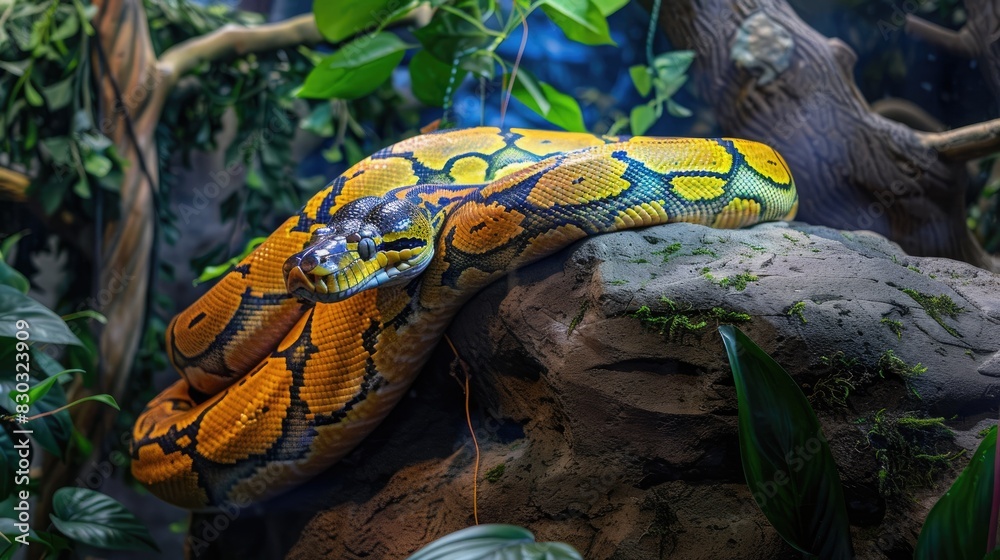 Reticulated Python or Gold Python Present at the Zoo Stock Photo ...