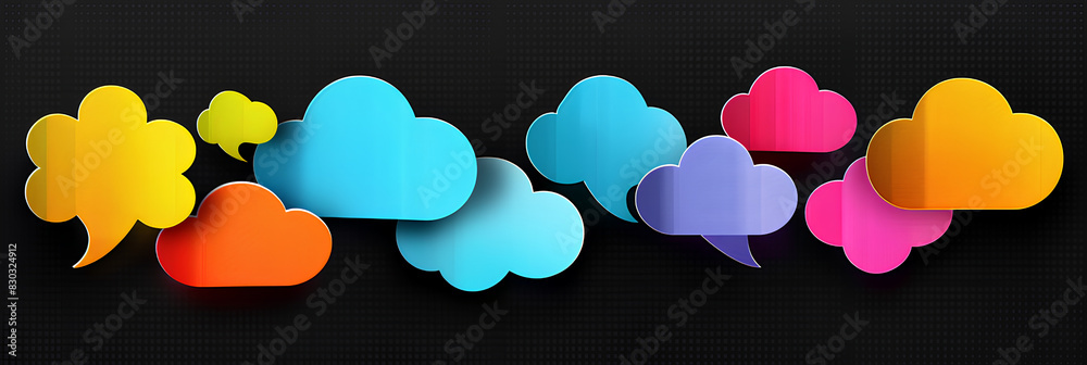 Paper speech cloud sticker for chat text vector. Grunge message box and ...