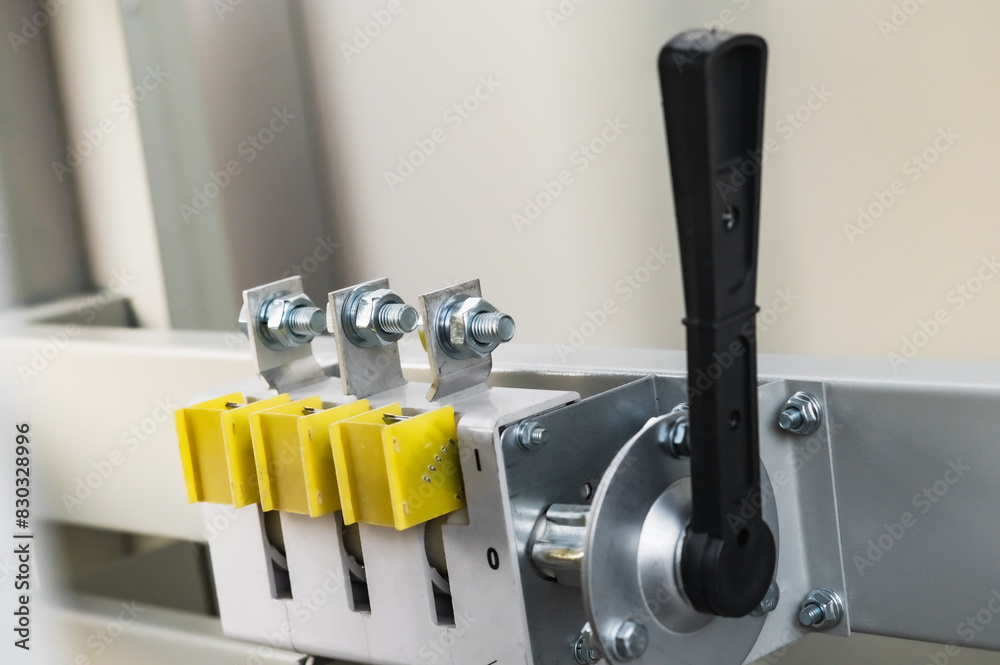 High voltage switch lever. Bolted contact electrical connection in a ...