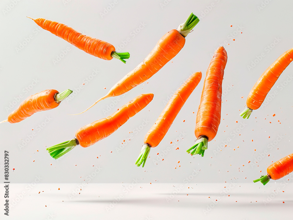 photography of CARROTS falling from the sky, hyperpop colour scheme ...