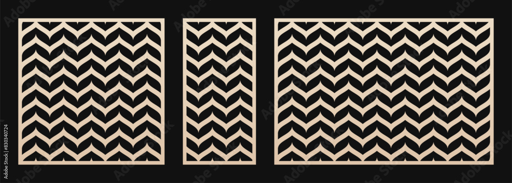 Laser cut panel set. Vector stencil with abstract geometric pattern ...