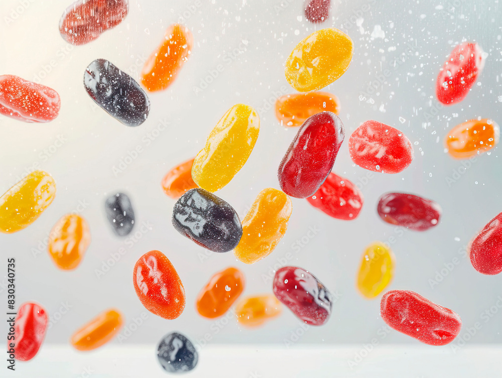 photography of DATES falling from the sky, hyperpop colour scheme ...