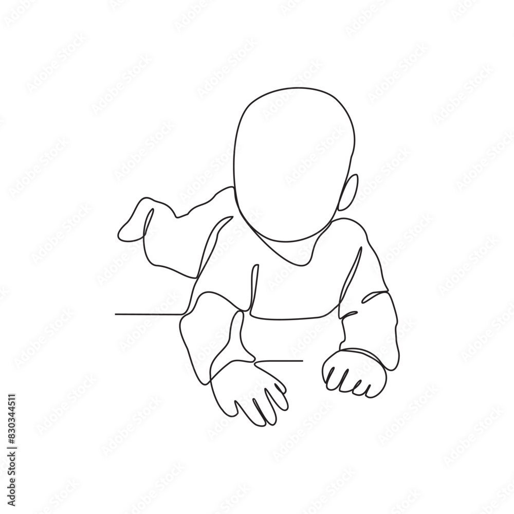 One continuous line drawing of step by step baby grow up baby phase ...