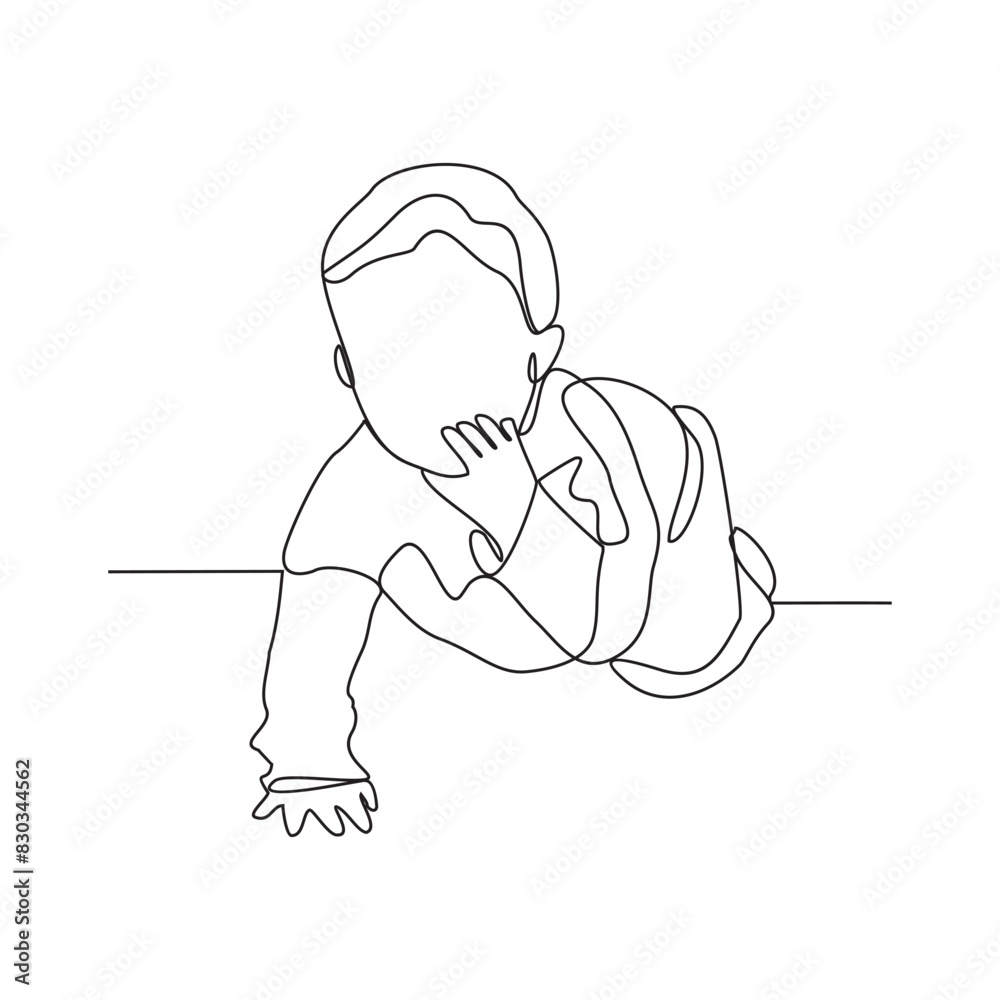 One continuous line drawing of step by step baby grow up baby phase ...