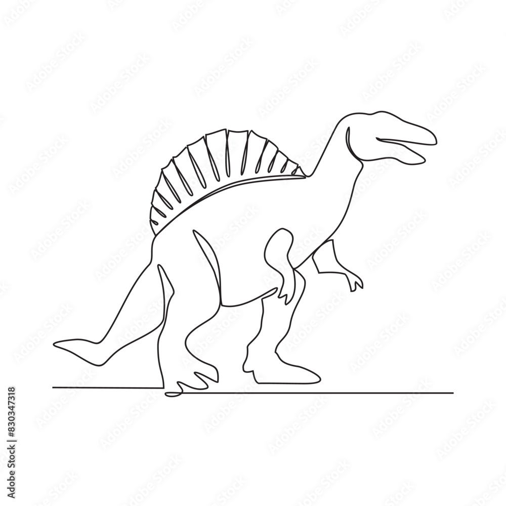One continuous line drawing of Dinosaurs vector illustration. Dinosaurs ...