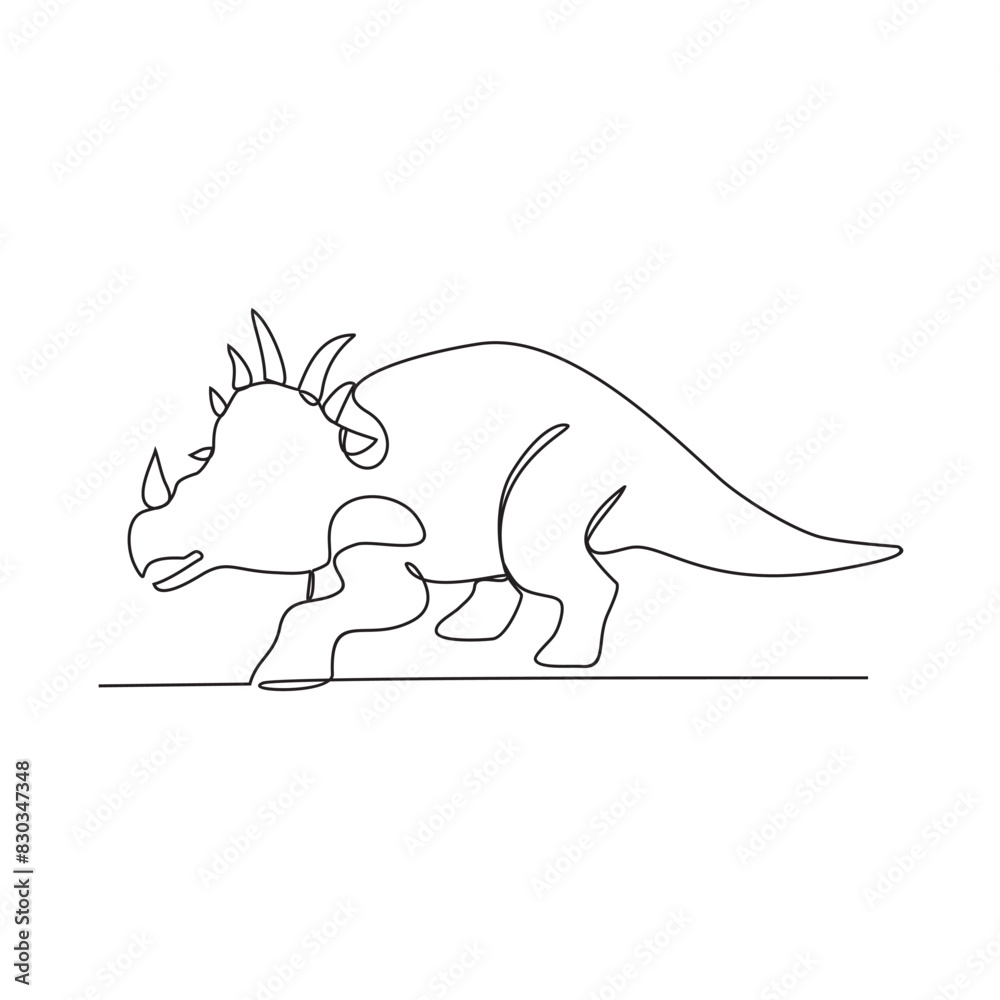 One continuous line drawing of Dinosaurs vector illustration. Dinosaurs ...