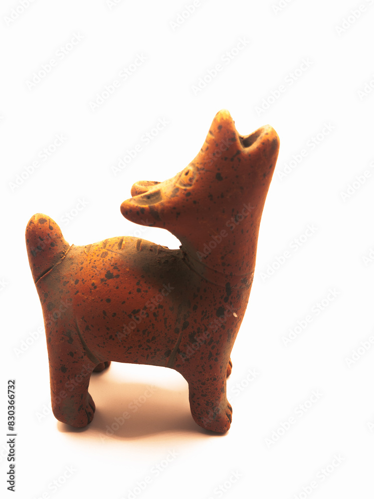 Pre-Hispanic instrument of Mexico, Tlapitzalli: mud flute, dog-shaped ...
