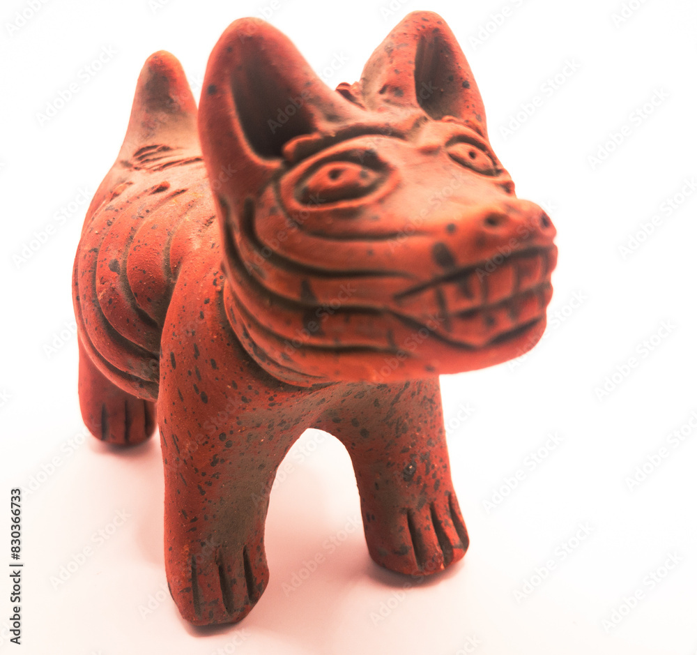 Pre-Hispanic instrument of Mexico, Tlapitzalli: mud flute, dog-shaped ...