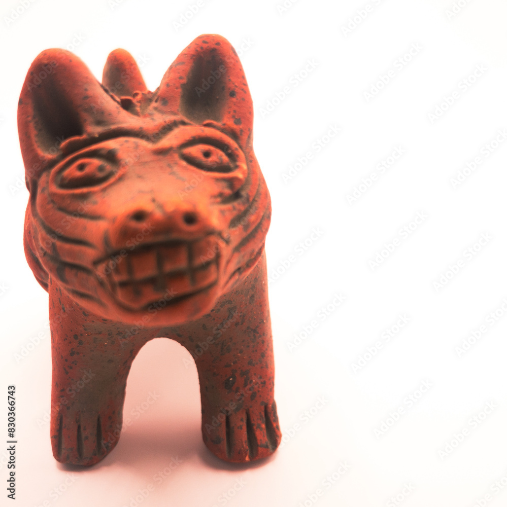 Pre-Hispanic instrument of Mexico, Tlapitzalli: mud flute, dog-shaped ...