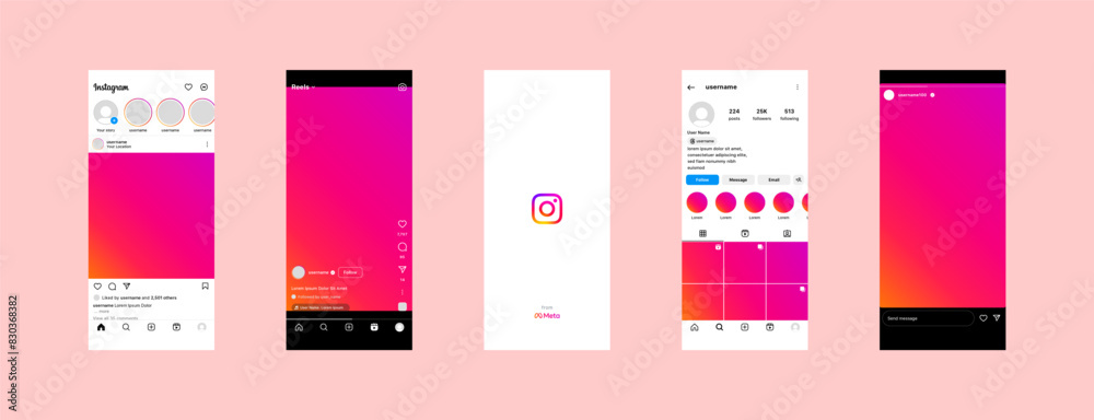instagram mockup social media post. social network interface template ...