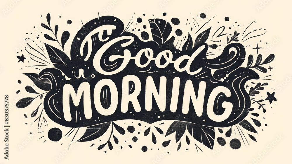 The image is black and white drawing of a leafy plant with the words ...