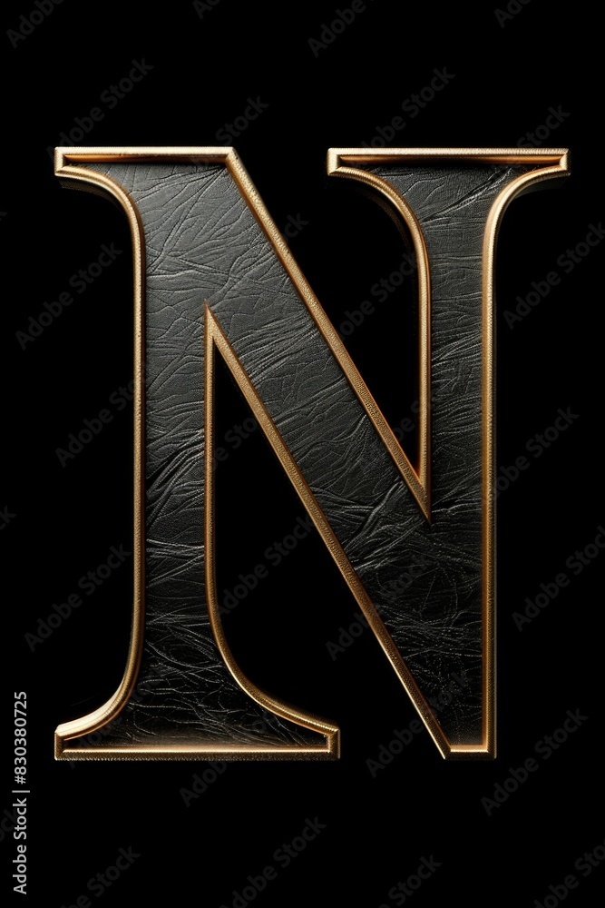 Stylish black and gold letter N on a sleek black background. Perfect ...