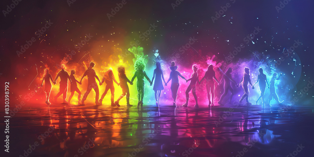Inclusivity (Rainbow Colors): A circle of diverse figures holding hands ...