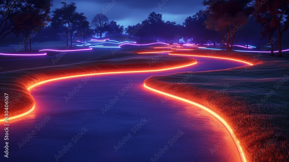 Golf Courses Night View: A photo capturing the night view of empty golf ...