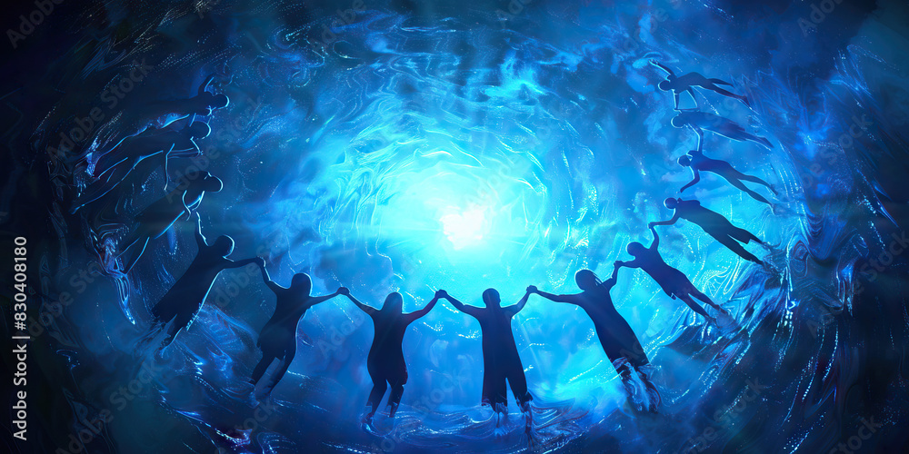 Unity in Blue: A heartwarming image of figures forming a circle ...