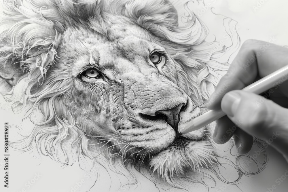 wildlife pencil drawing, a detailed monochrome pencil drawing ...