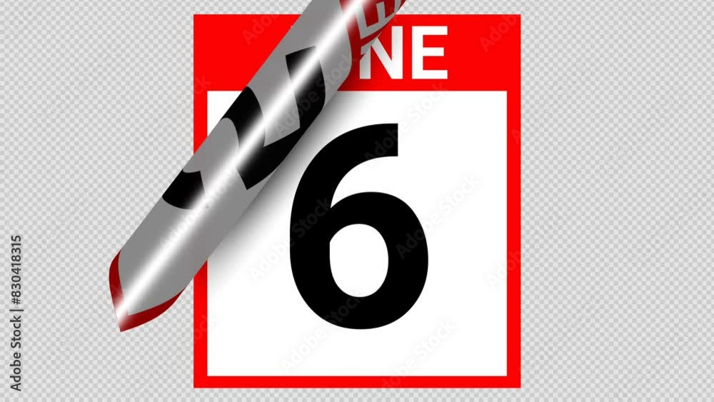 Monthly calendar, animation of torn calendar for June, concept, idea ...