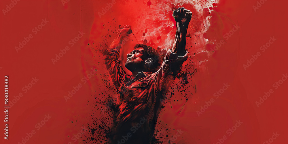 Resistance (Red): A figure with a raised fist, symbolizing resistance ...