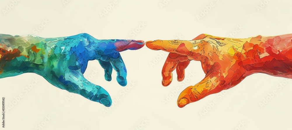 Colorful hands touch each other. LGBT pride gender equality and ...