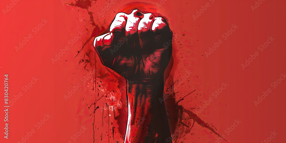 Resistance (Red): A figure with a raised fist, symbolizing resistance ...
