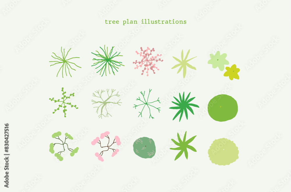 Vector tree top view isolated on white background for landscape plan ...