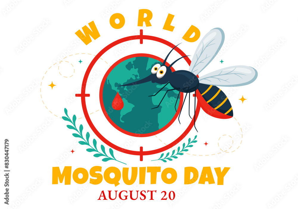 World Mosquito Day Vector Illustration on August 20th featuring a Midge ...