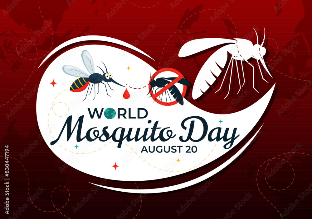 World Mosquito Day Vector Illustration on August 20th featuring a Midge ...