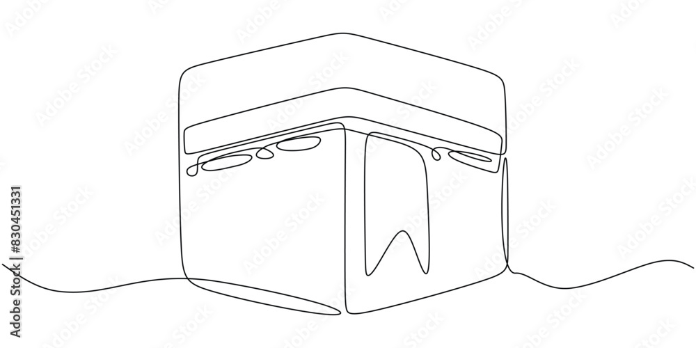 Kaaba in one single continuous line drawing isolated on white ...