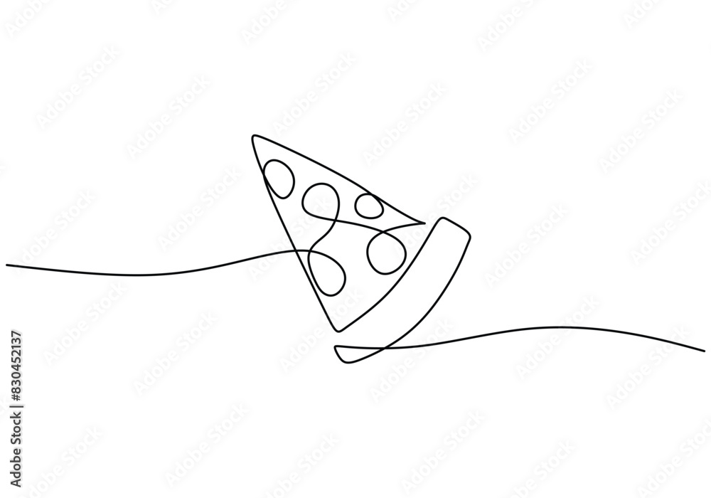 One single line drawing a slice fresh Italian pizza vector graphic ...