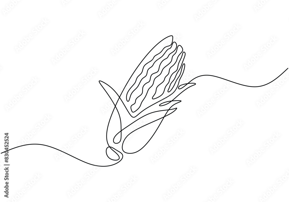 Continuous one single line drawing of corn. Vector illustration ...
