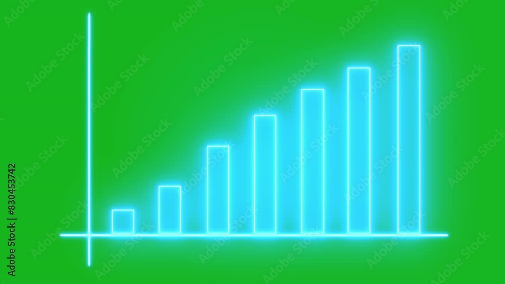 Animated business graph chart with upward trend on grid line background ...