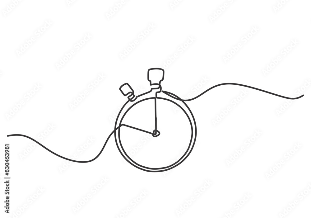 Stopwatch in one continuous single line art drawing style isolated on ...