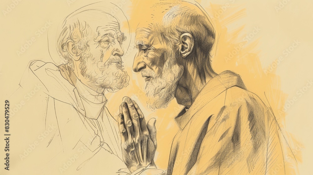 Biblical Illustration of St. Ignatius of Loyola in Prayer with Vision ...